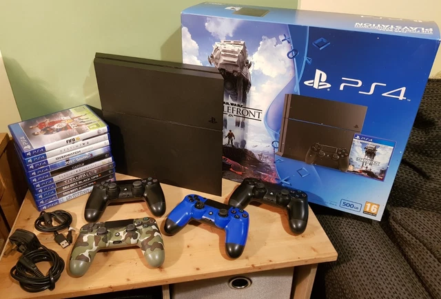 PS4 500GB PLAYSTATION Console Bundle With 4 Controllers, 10 Games ...