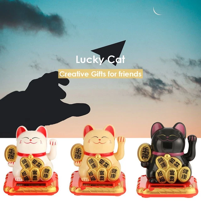 FORTUNE SYMBOL WELCOMING Figurine Maneki Neko Wealth Waving Cat Fortune ...