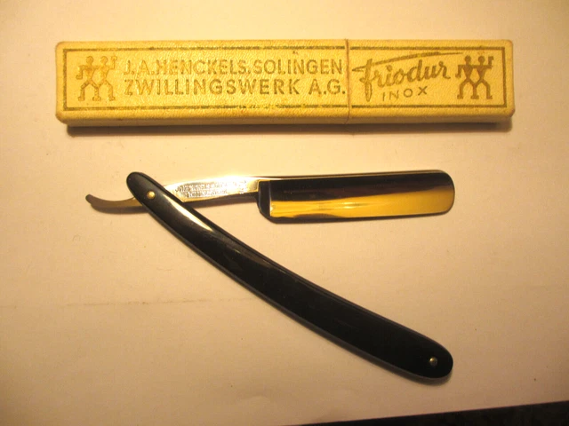 RASIERMESSER ANTIK FA. Henckels ZWILLINGSWERK Solingen Friodur INOX EUR ...