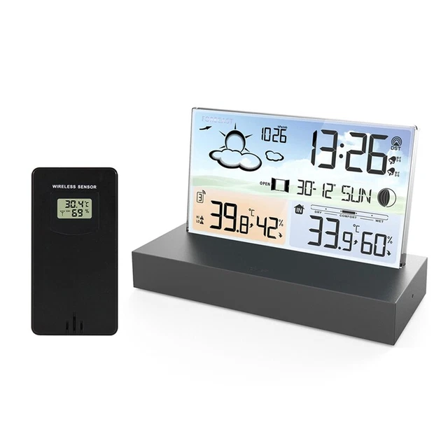 WEATHER FORECAST CLOCK with Temperature Humidity Sensor for Indoor ...