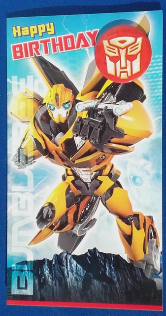 TRANSFORMERS BIRTHDAY CARD bumblebee birthday card with badge Bumble ...