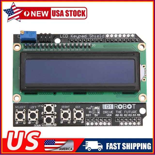 LCD 1602 DISPLAY Keypad Shield Module for Arduino Expansion Board $8.91 ...
