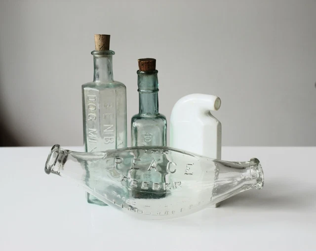 VINTAGE 1920’S ODOL Tooth Powder Glass Baby Feeder Vintage Bottles £10. ...