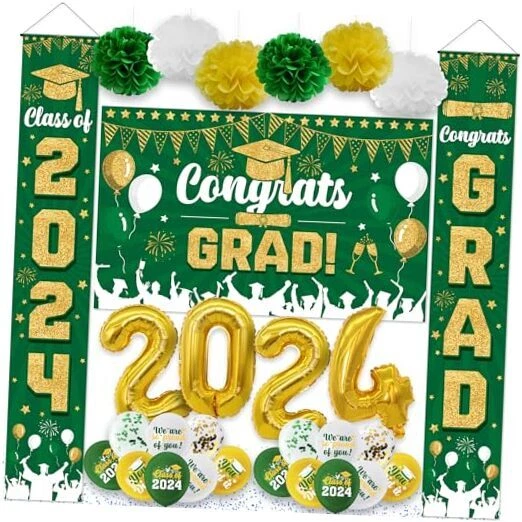 GREEN AND GOLD Graduation Decorations 2024, Green Graduation ...