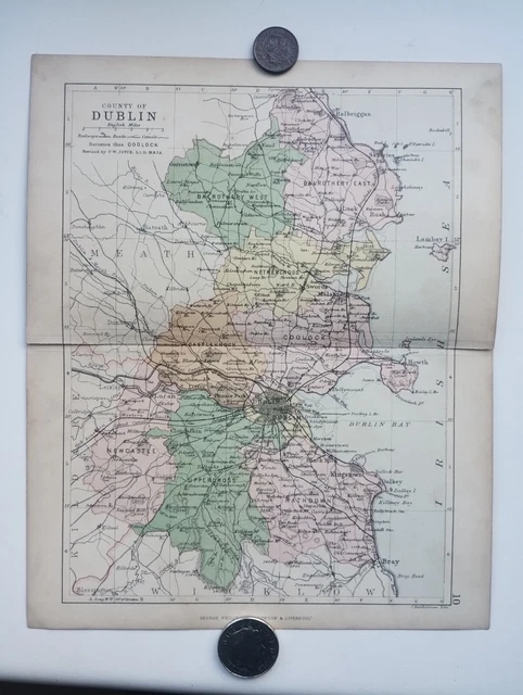 ANTIQUE COUNTY MAP of DUBLIN , Ireland - Phillips Handy Atlas , 1882 £ ...