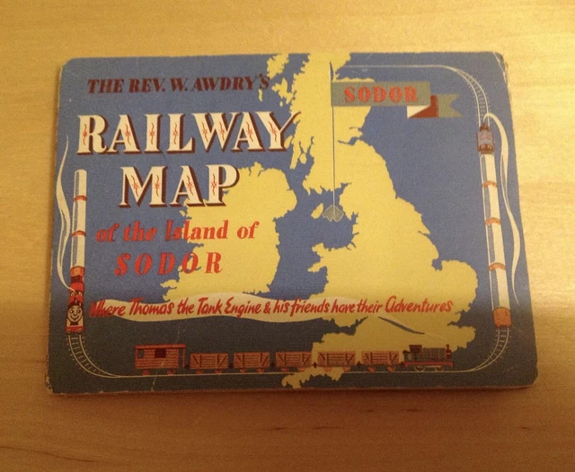 RAILWAY MAP THE Island Of Sodor Rare 1958 Edition - home of Thomas Tank ...