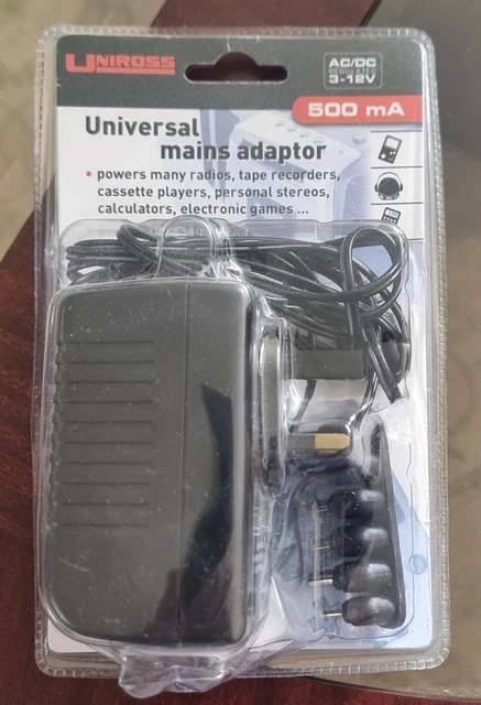 UNIROSS UNIVERSAL MAINS adapter AC/DC 3-12 V. 500 mA adaptor. UNI505RCS ...