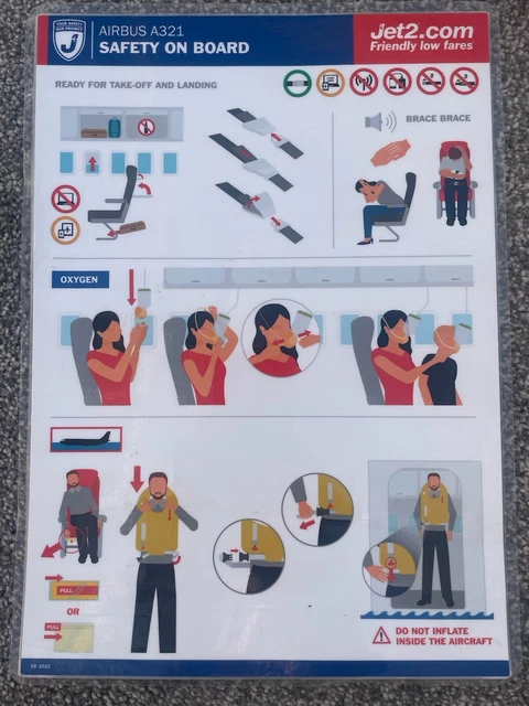 JET2 AIRLINE - Airbus A321 - Safety Card £10.00 - PicClick UK