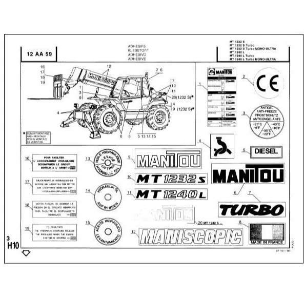 MANITOU MT1232S MT1240L parts catalog £29.99 - PicClick UK