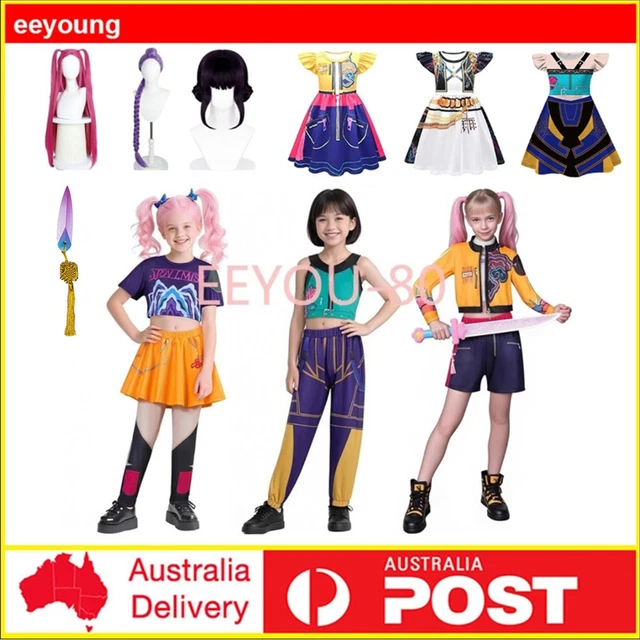 KIDS GIRLS K-POP Demon Hunters Rumi Mira Zoey Cosplay Costume Book Week Dress Up £17.00 ...