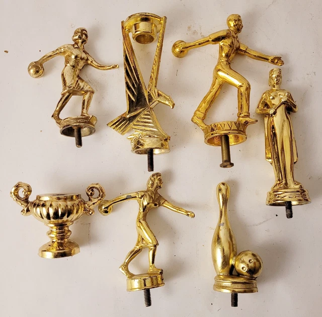 VINTAGE 70'S GOLDEN Bowling Trophies Trophy Toppers Lot Women Men Decor ...
