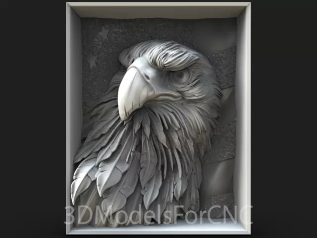 3d Model Stl File For Cnc Router Laser And 3d Printer Eagle With Us Flag