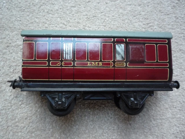 VINTAGE HORNBY O Gauge Clockwork Passenger Break Van in LMS Maroon ...