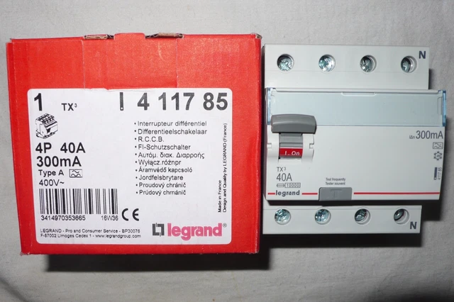 INTERRUPTEUR DIFFERENTIEL 4POLES 40A 300mA TYPE A TETRA, 40AMPERE LEGRAND 411785 EUR 45,00 ...