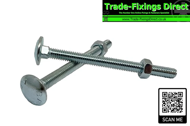 M10-10MM COACH BOLTS - Domed Head Carriage Bolts Cup Square Hex Bolts DIN603/555 £1.30 - PicClick UK
