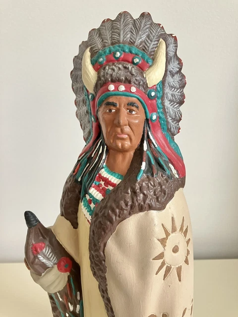 NATIVE AMERICAN INDIAN Tribe Chief Bull Horn Headdress Hand Painted ...