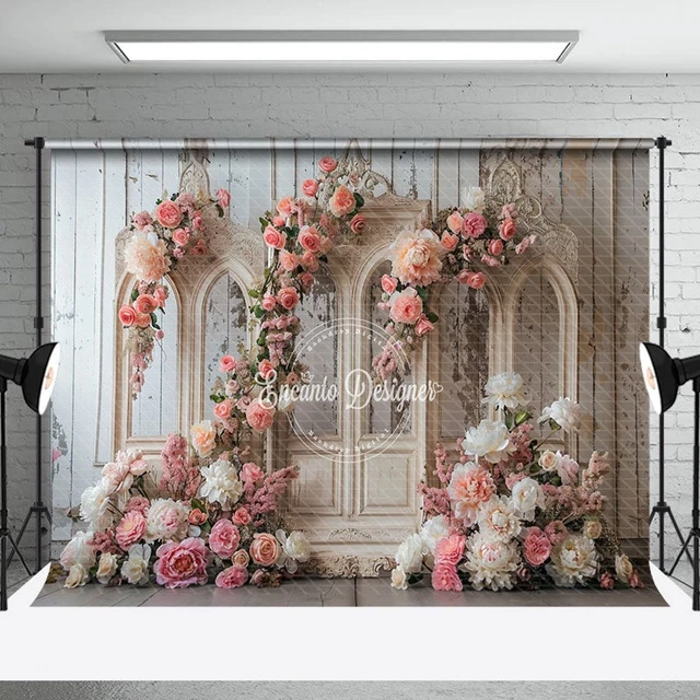 RETRO WALL PINK White Floral Wedding Photo Backdrop $36.09 - PicClick AU