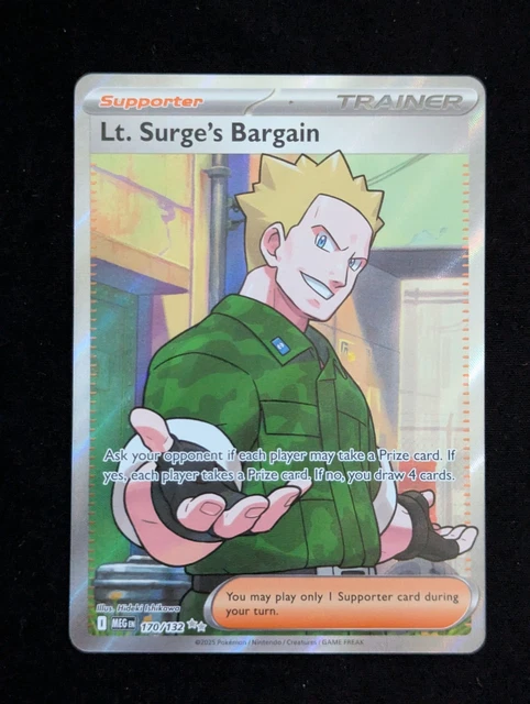 POKÉMON TCG MEGA Evolution Lt Surge's Bargain Full Art Card 170/132 ...