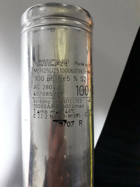 ICAR CONDENSATEUR MLR25U Electronic Starting Motors 100µF250Vac 50 60Hz EUR 13,77 - PicClick FR