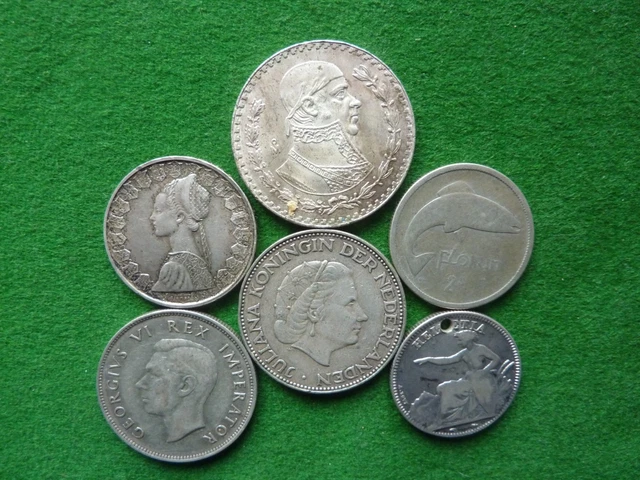 6 X SILVER WORLD COINS - 76 GMS - MIXED GRADES £4.00 - PicClick UK