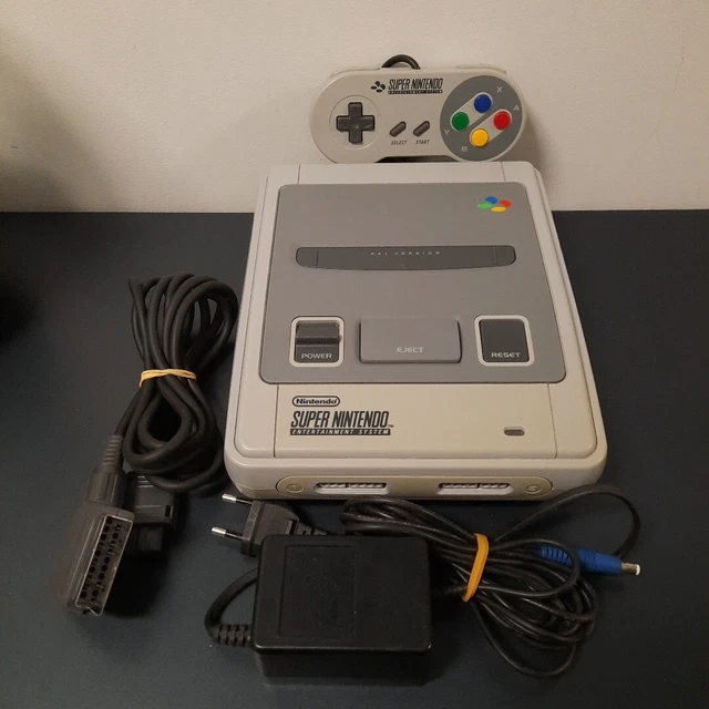 CONSOLE SUPER NINTENDO SNES PAL Cables Manette Vintage Retrogaming ...