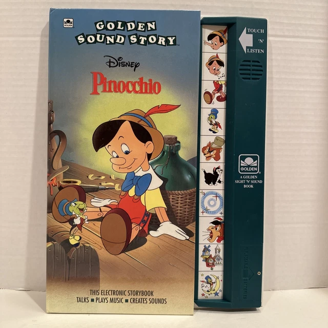 VTG 1992 GOLDEN Sound Story Book Pinocchio Disney Electronic Tested ...