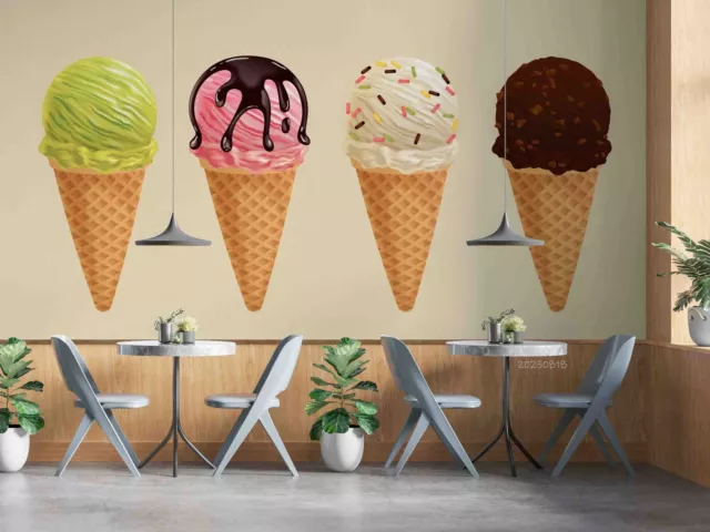 3D ICE CREAM Parlor Chocolate Wall Murals Wallpaper Murals Wall Sticker ...