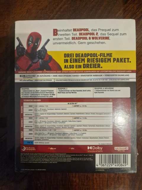 DEADPOOL TRILOGY 3 Film Collection Reg B German Release 4K UHD £10.80 ...