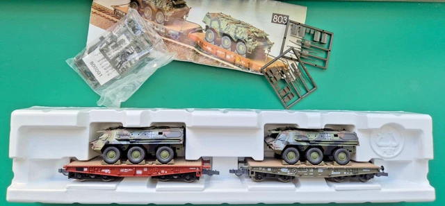 ROCO MINITANKS H0 803 Schwerlastwagen-set DB+ Fuchs Radpanzern Militär inOVP2506 EUR 89,95 ...