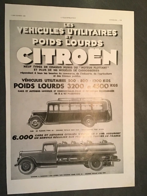 OLD CITROËN 1933 Tank Bus Advertisement - Original Vintage ...