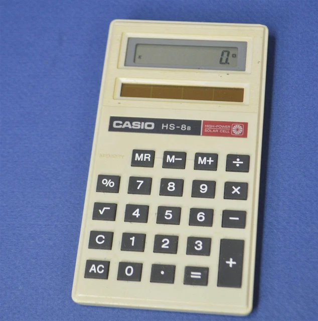 VINTAGE - CASIO HS-8B HS-8 Handheld Calculator 8-Digit LCD Solar ...