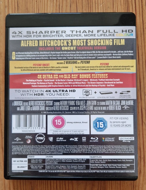 ALFRED HITCHCOCK'S PSYCHO (1960) 4K UHD Blu-Ray, Ultra High Definition ...