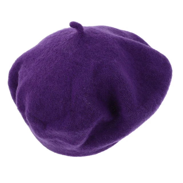 WOOL BERET HAT: French Style Wool Beanie Cap 56-58cm Solid Color Winter ...