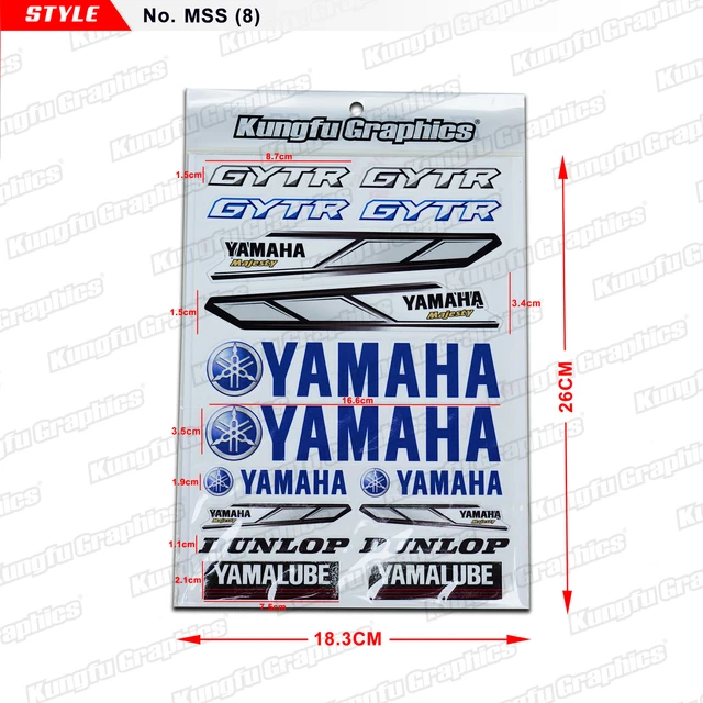 YAMAHA GYTR YAMALUBE Logo Sticker Kit Vinyl Decal Sheet Wheel Window ...