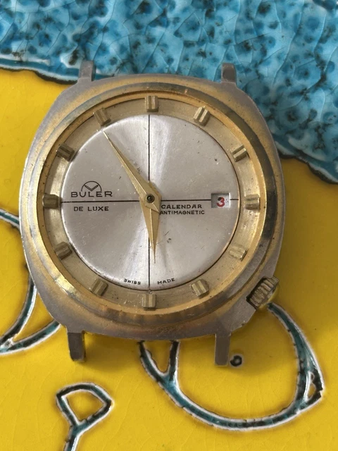 VINTAGE BULER DE Luxe Calendar Mens Watch - Not Working £11.12 ...