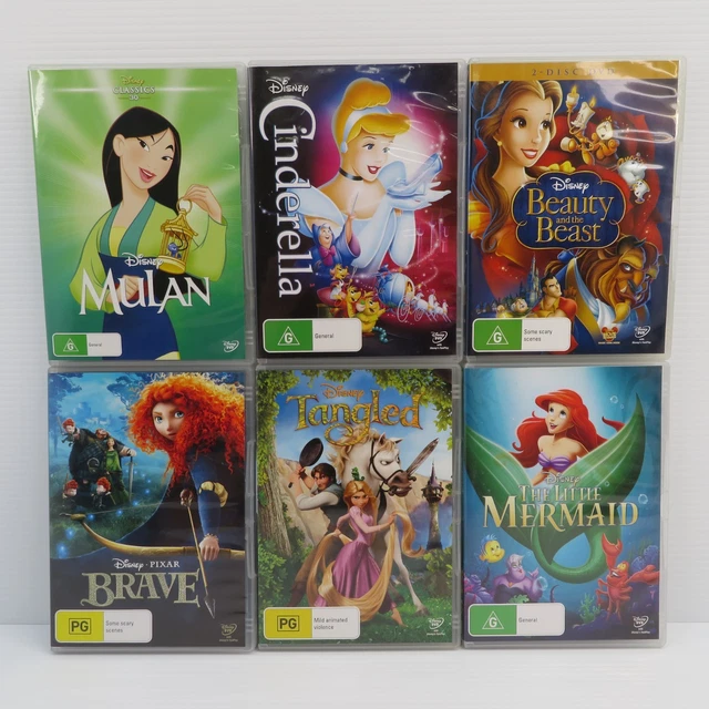DISNEY 6 X DVD Set-Mulan/Cinderella/Brave/Tangled & More - DVD - Region ...