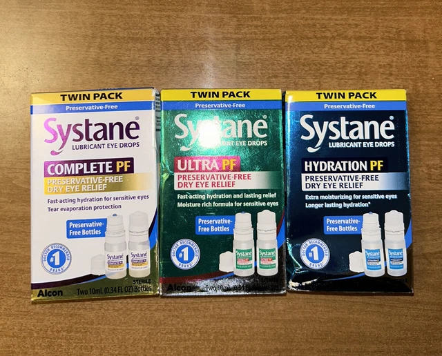 SYSTANE…EYE DROPS…(3)TWIN PACKS-COMPLETE PF/ULTRA PF/HYDRATION PF…Lot ...
