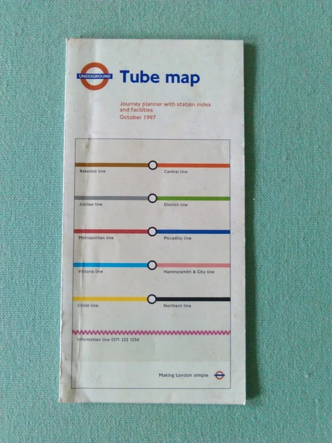 LONDON UNDERGROUND TUBE Map October 1997 £0.75 - PicClick UK