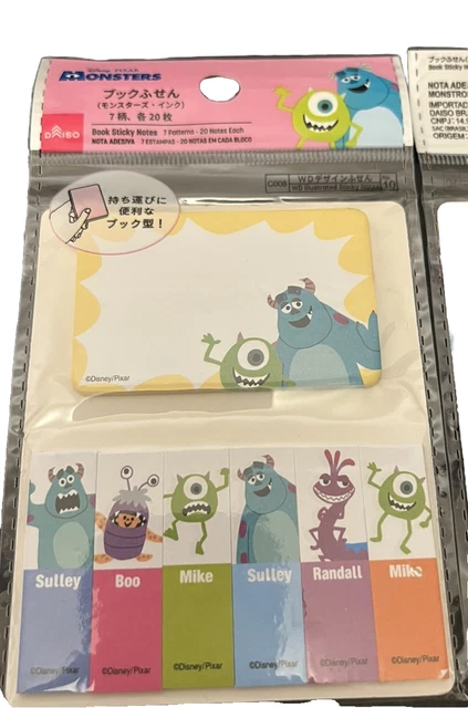 DISNEY PIXAR MONSTER Inc Sticky Notes (Daiso) £4.99 - PicClick UK