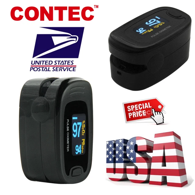 CONTEC PULSE OXIMETER Oxygen Saturation SPO2 Black Finger PR Blood ...