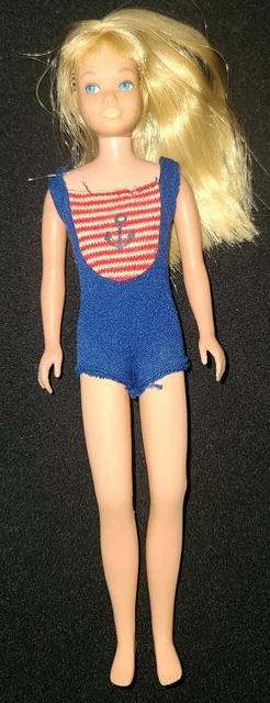 Vintage 1960s Mattel Barbie Blonde Bendable Leg Skipper Doll Orig