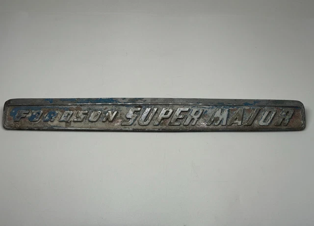 FORDSON SUPER MAJOR Tractor Original Bonnet Side Badge 17" Blue/Chrome ...