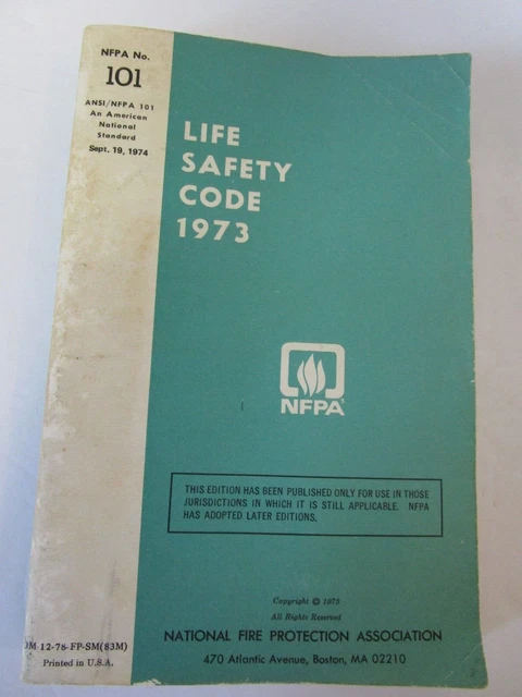 VINTAGE LIFE SAFETY Code 1973, NFPA No. 101, Paperback £56.86 - PicClick UK