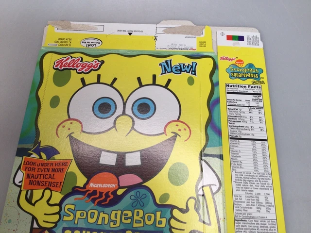 VINTAGE 2004 KELLOGGS SpongeBob SquarePants Jellyfishing Flat Cereal ...