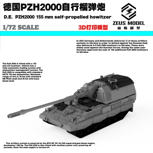 1/72/144/87 MODERN German "PzH2000 self-propelled howitzer" Tank Printed kit EUR 33,99 - PicClick DE