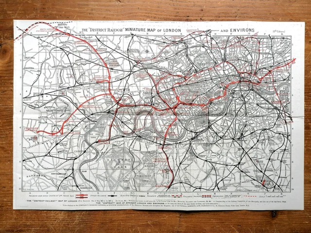 ORIGINAL 1904 DISTRICT Railway Miniature Map of London 6th Edition ...