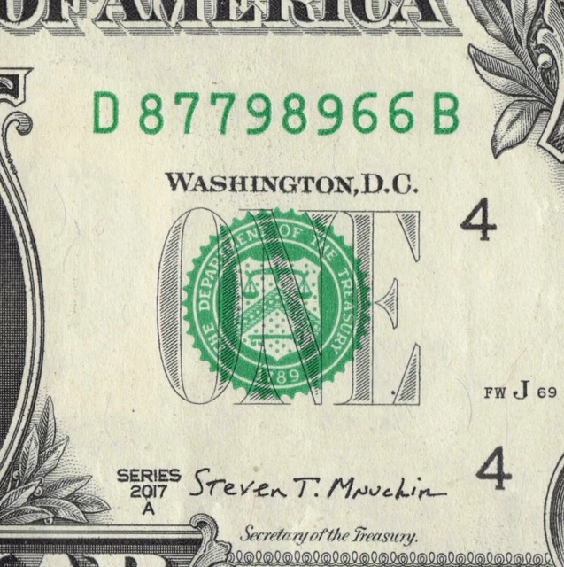 FOUR PAIRS FANCY Serial Number One Dollar Bill D87798966B 6s 7s 8s 9s ...