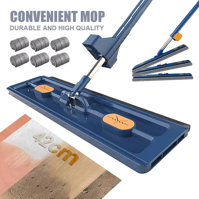 LARGE FLAT MOP 360°Rotating Dust Wet Cleaning Magic Self Wringing Mop w ...
