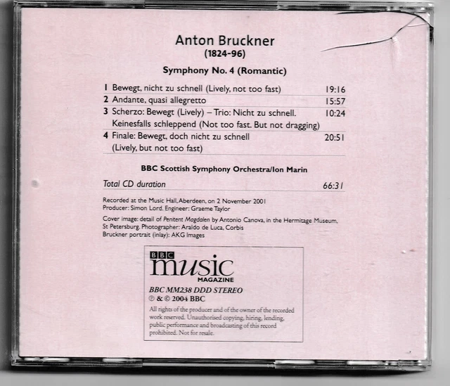 BRUCKNER SYMPHONY NO.4 (Romantic) BBC ScottishOrchestra Ion Marin 2004 ...