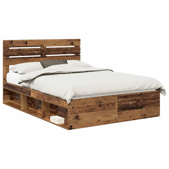 BED FRAME WITH Headboard Old Wood 150 x 200 cm Solid Pine Wood vidaXL £269.57 - PicClick UK